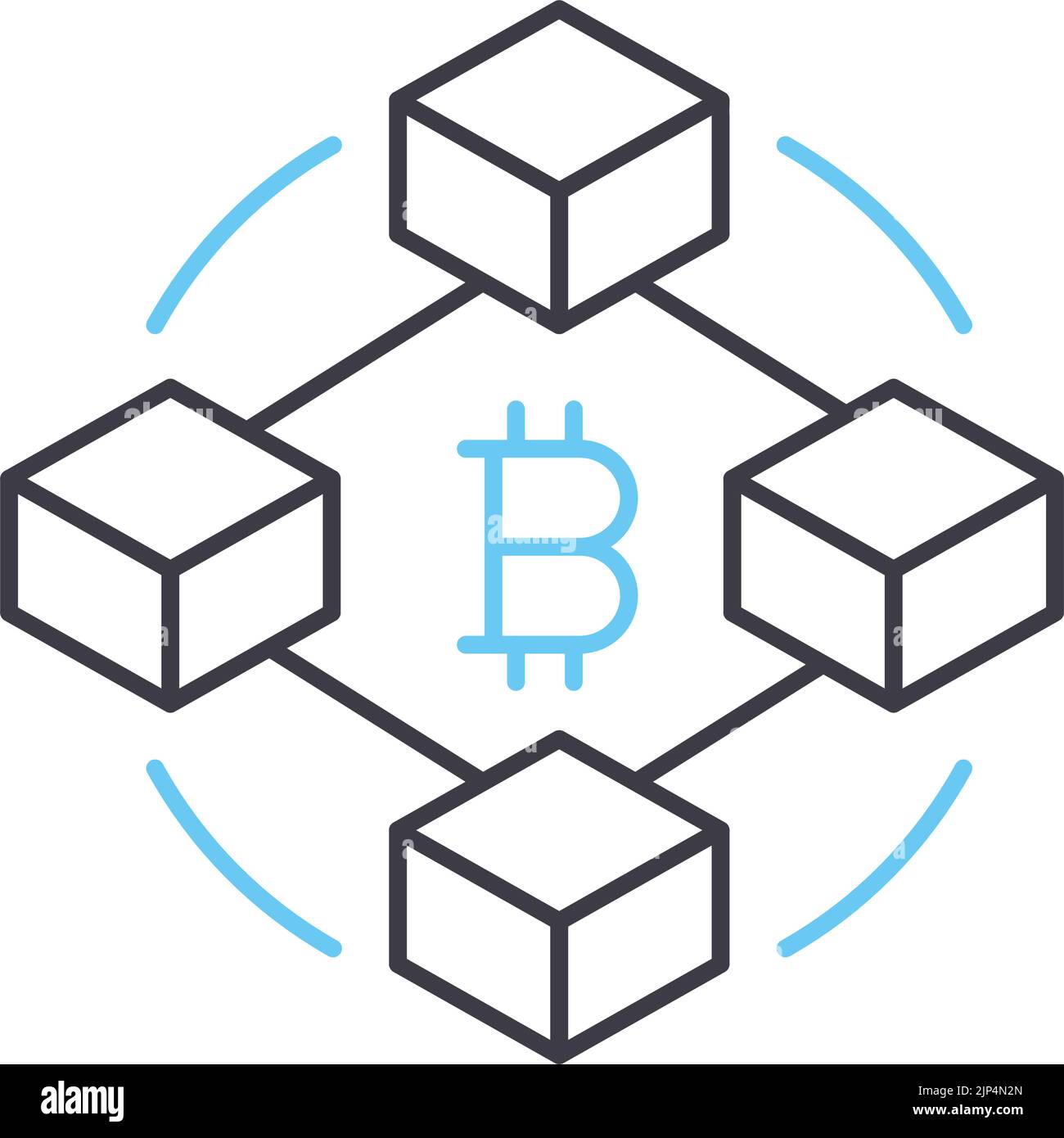 blockchain technology line icon, outline symbol, vector illustration, concept sign Stock Vector ...