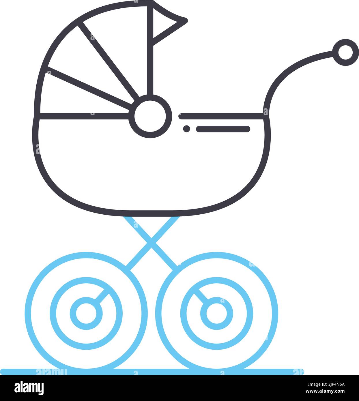 baby carriage line icon, outline symbol, vector illustration, concept ...