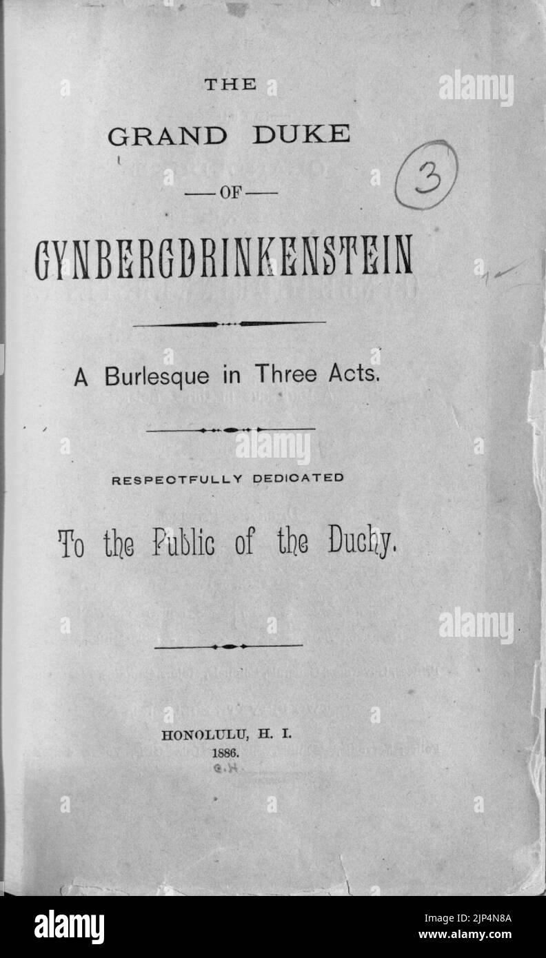 The Grand Duke of Gynbergdrinkenstein (1886), p01 Stock Photo - Alamy