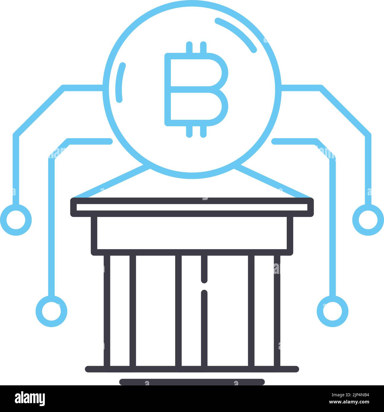 blockchain banking line icon, outline symbol, vector illustration ...
