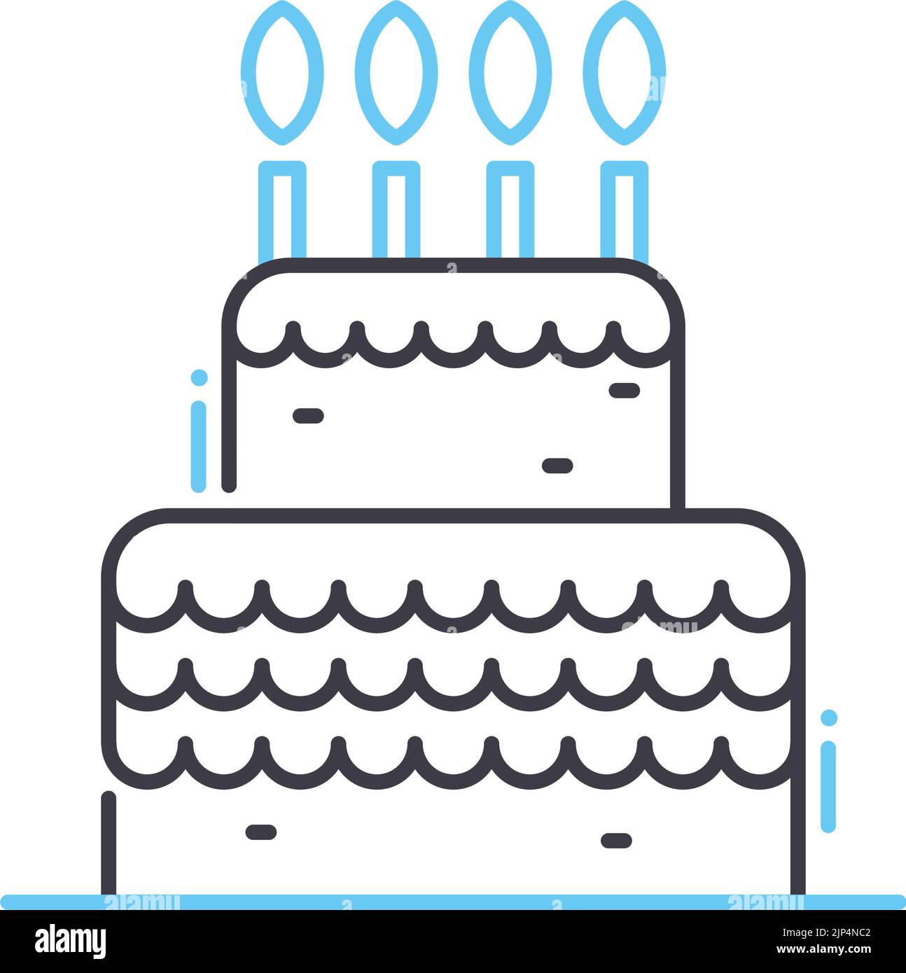 birthday cake line icon, outline symbol, vector illustration, concept ...
