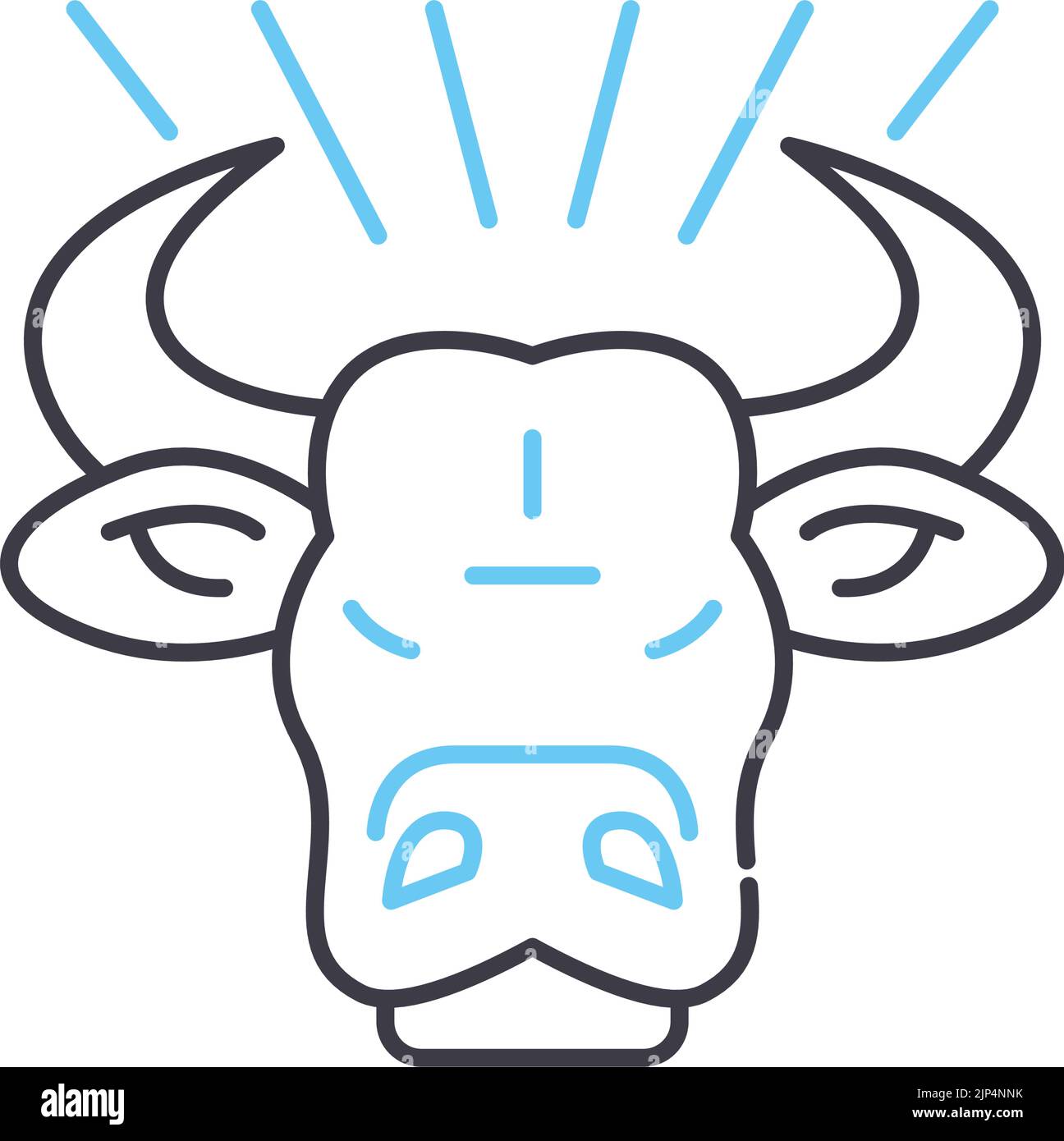 bull head line icon, outline symbol, vector illustration, concept sign ...