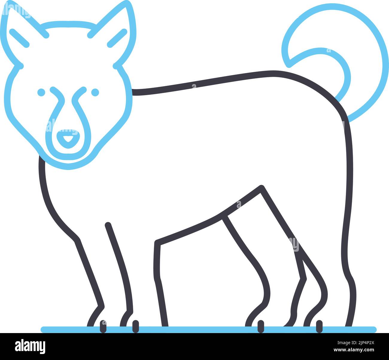 arctic dog line icon, outline symbol, vector illustration, concept sign ...