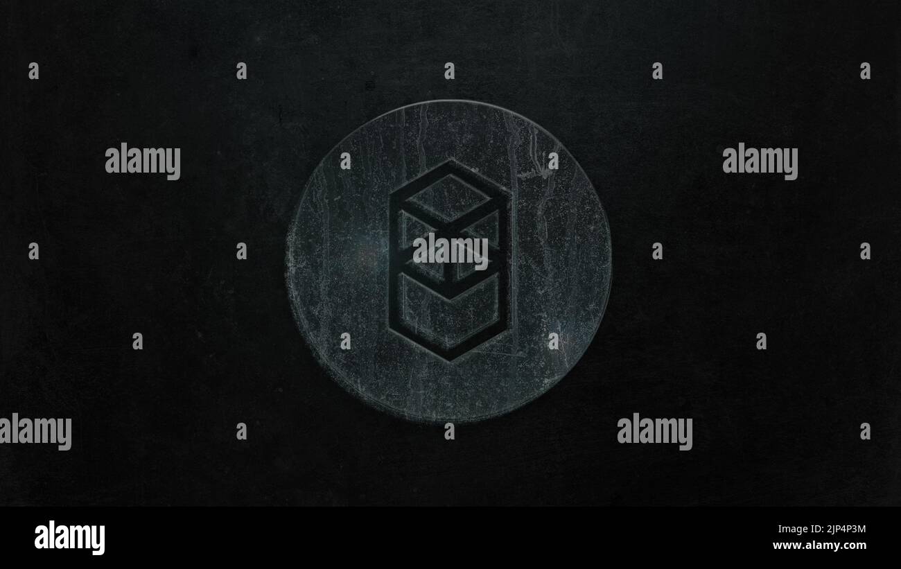 3D rendering cryptocurrency fantom coin on colorful background ...