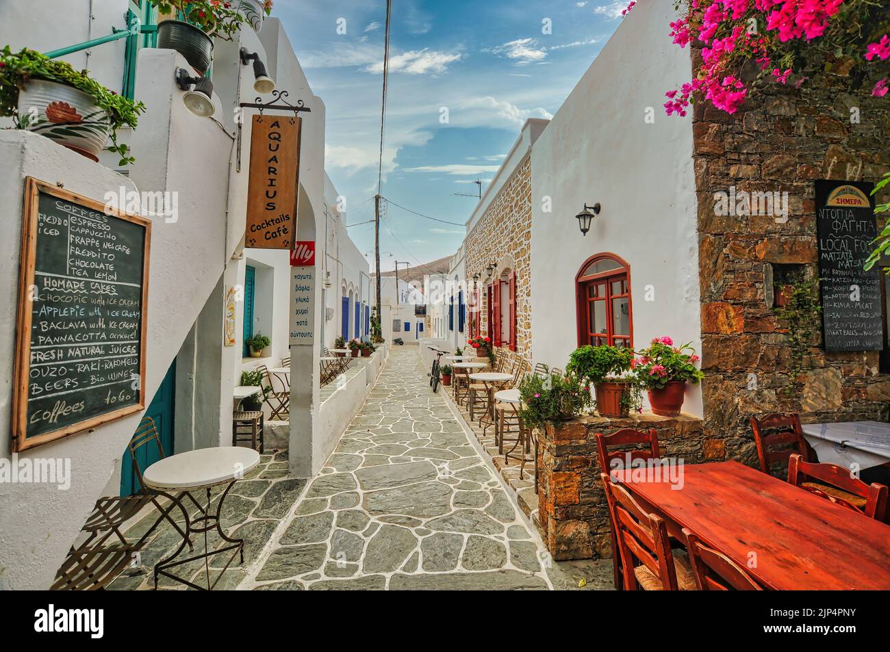 The buildings of a traditional village of Chora, Cyclades Stock Photo ...