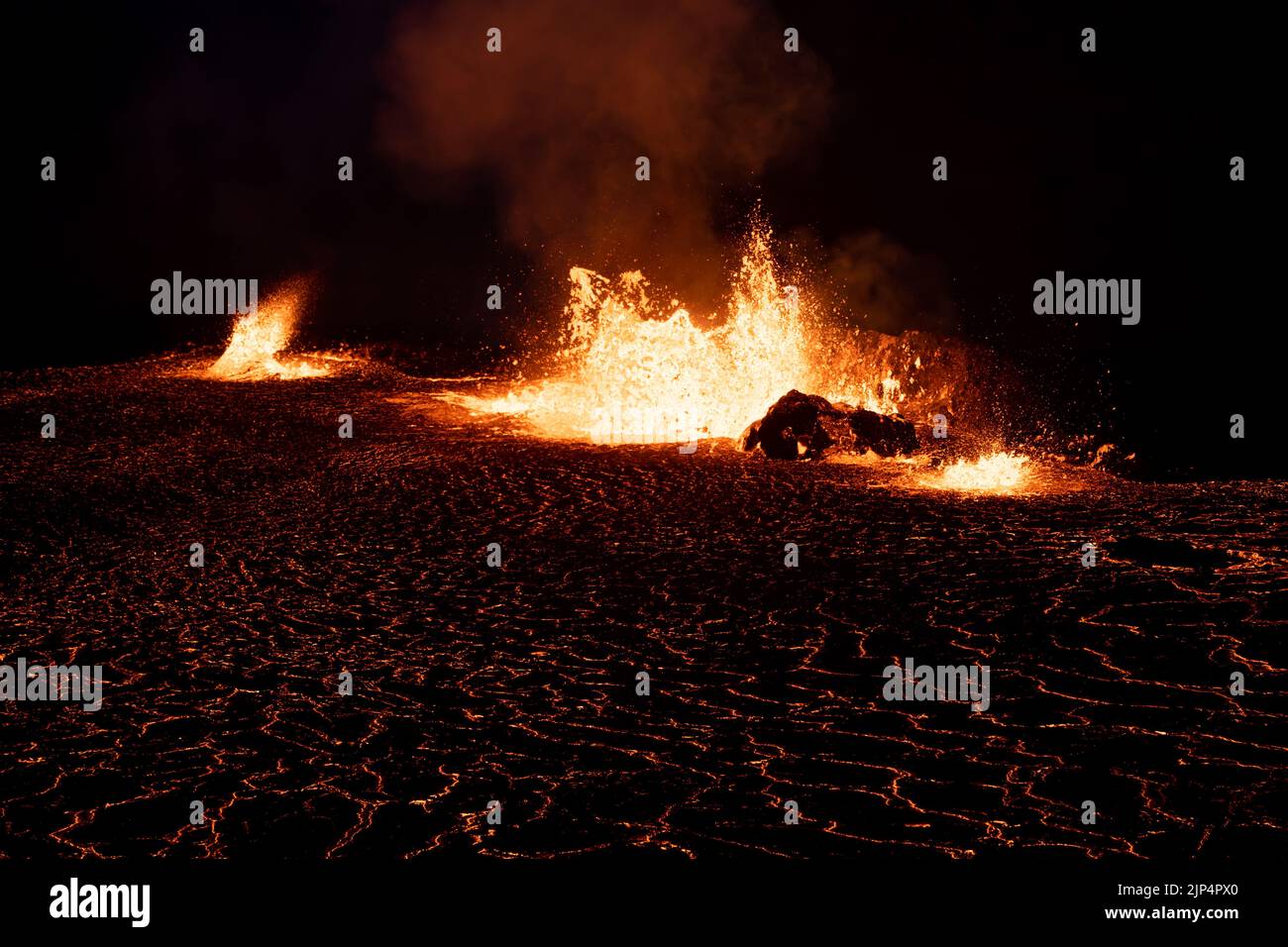Meradalir Eruption of Fagradalsfjall Volcano in Iceland 2022 Stock ...