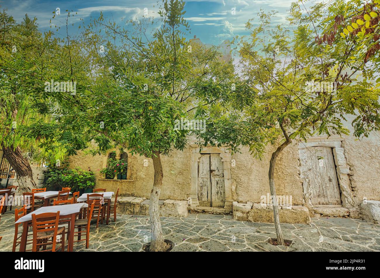 Traditional Chora village in Folegandros island of Greece, with stone ...
