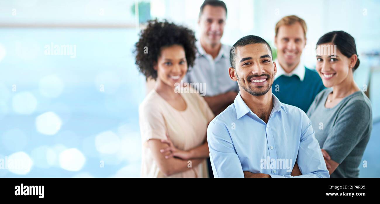 Proud of my teams achievements. Cropped portrait of a group of diverse ...
