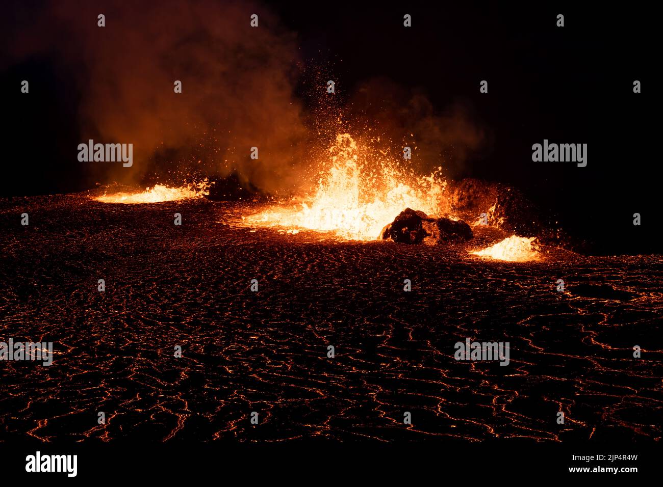 Meradalir Eruption of Fagradalsfjall Volcano in Iceland 2022 Stock ...
