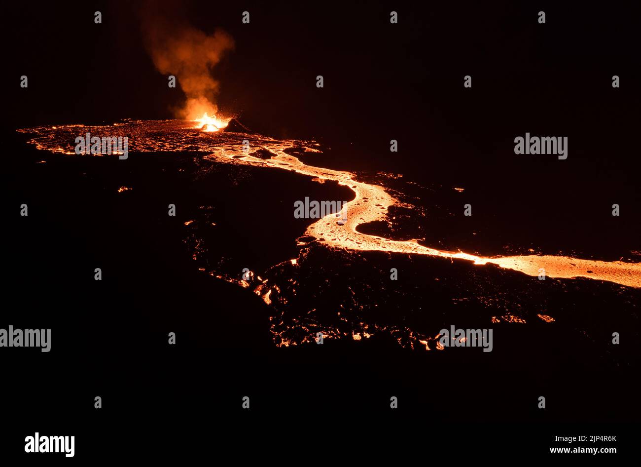 Aerial Drone Image of Meradalir Eruption of Fagradalsfjall Volcano in ...