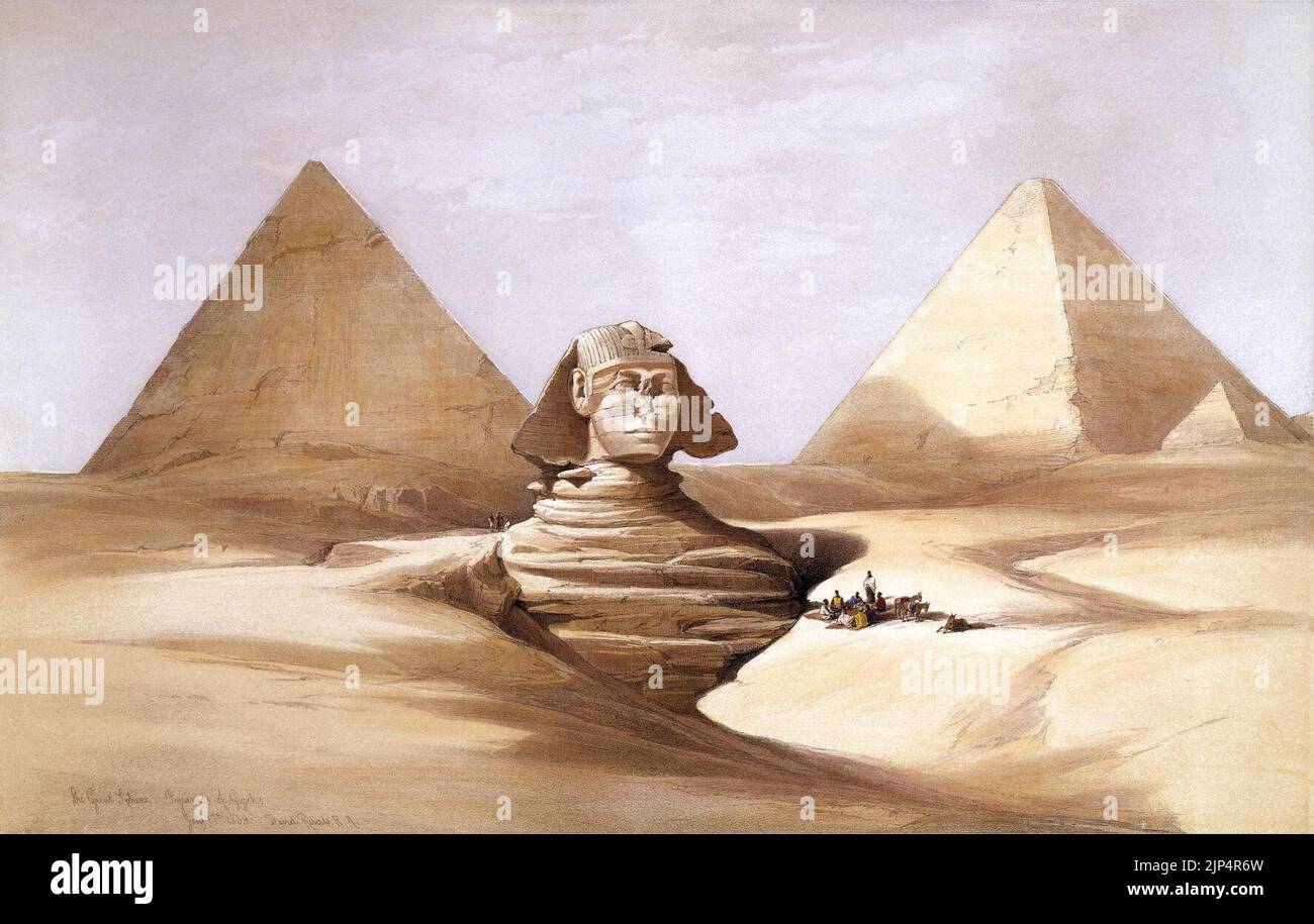 The Great Sphinx, Pyramids of Gizeh-1839) by David Roberts, RA Stock ...