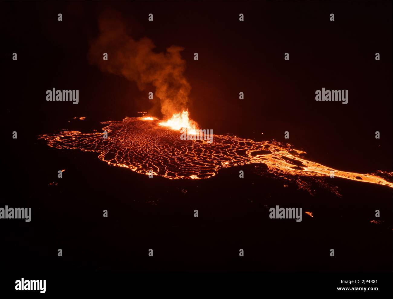 Aerial Drone Image of Meradalir Eruption of Fagradalsfjall Volcano in ...