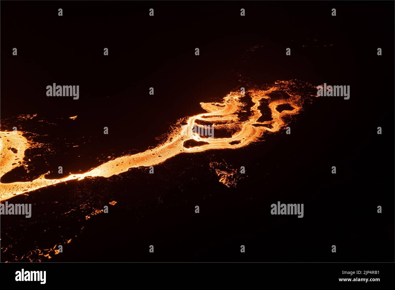 Aerial Drone Image of Meradalir Eruption of Fagradalsfjall Volcano in ...