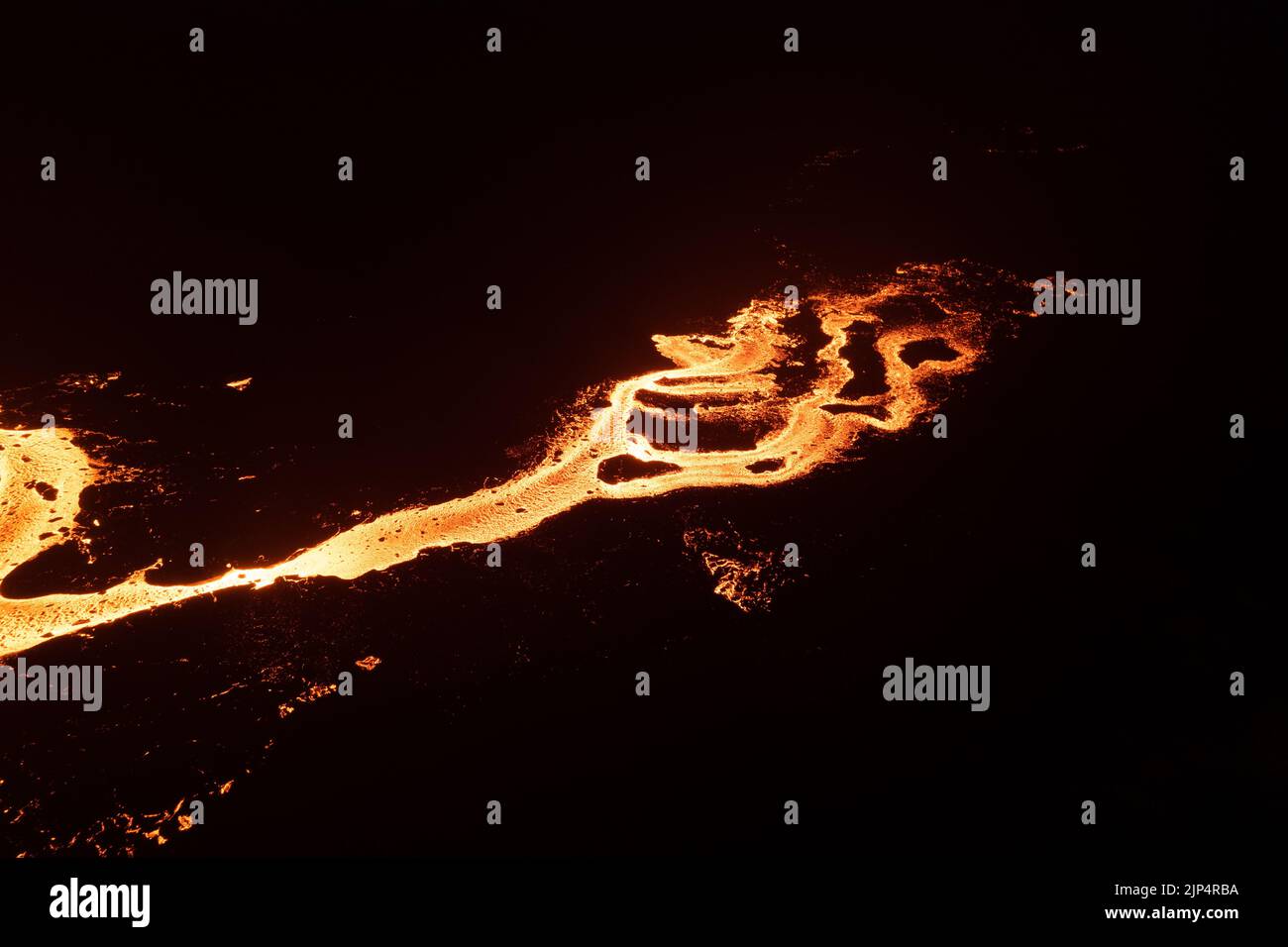 Aerial Drone Image of Meradalir Eruption of Fagradalsfjall Volcano in ...
