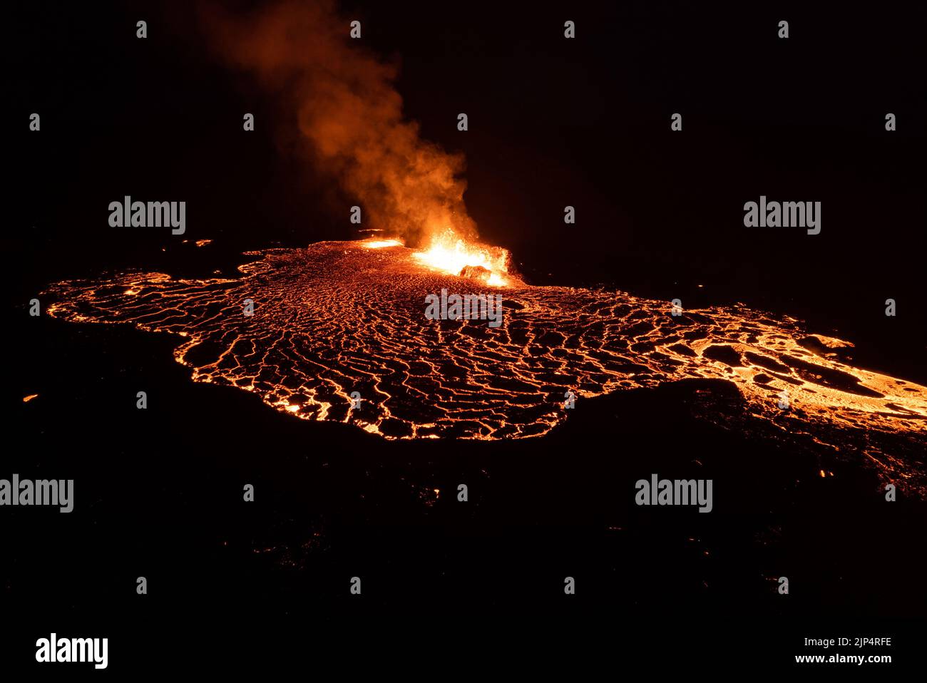 Aerial Drone Image of Meradalir Eruption of Fagradalsfjall Volcano in ...