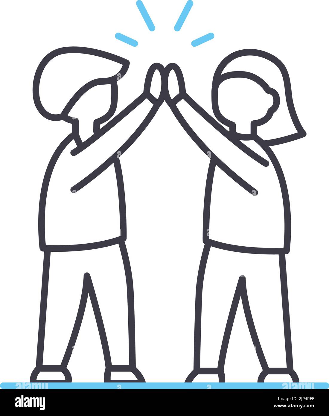 best friends high five line icon, outline symbol, vector illustration ...