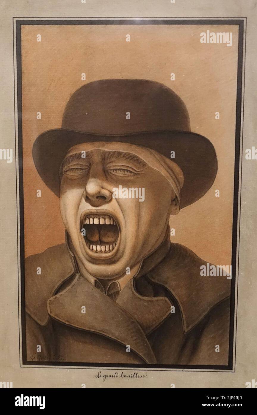 The Great Yawner, by Jean-Jacques Lequeu, pen and black ink, gray and ...