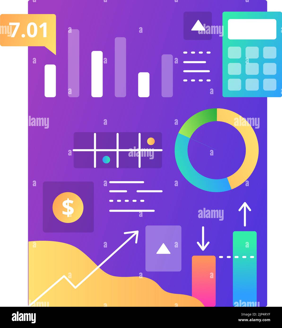 Vector financial data analytics. Business report in chart icon. Finance ...
