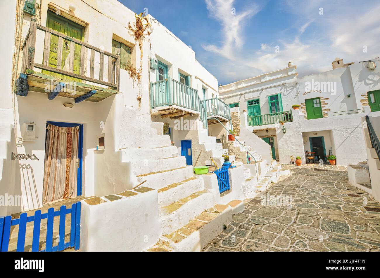 The buildings of a traditional village of Chora, Cyclades Stock Photo ...