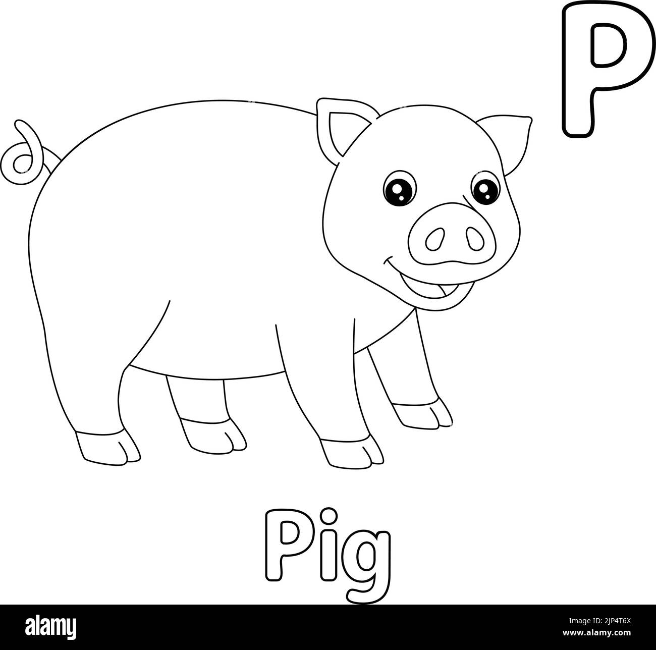 Pig Alphabet ABC Coloring Page P Stock Vector Image & Art - Alamy