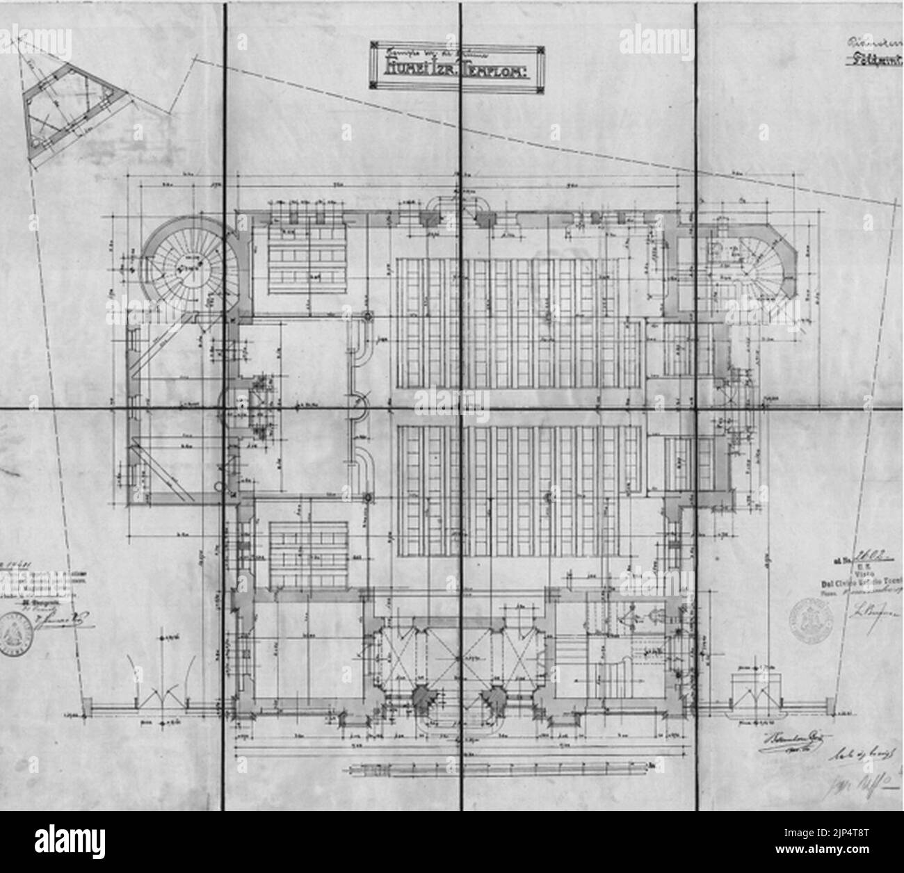 The groundfloor plan of the synagogue in Rijeka - Lipót Baumhorn - 1902 ...