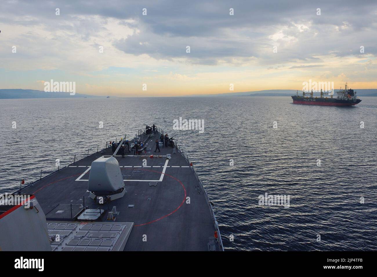 The guided missile destroyer USS Ross (DDG 71) transits the Dardanelles ...