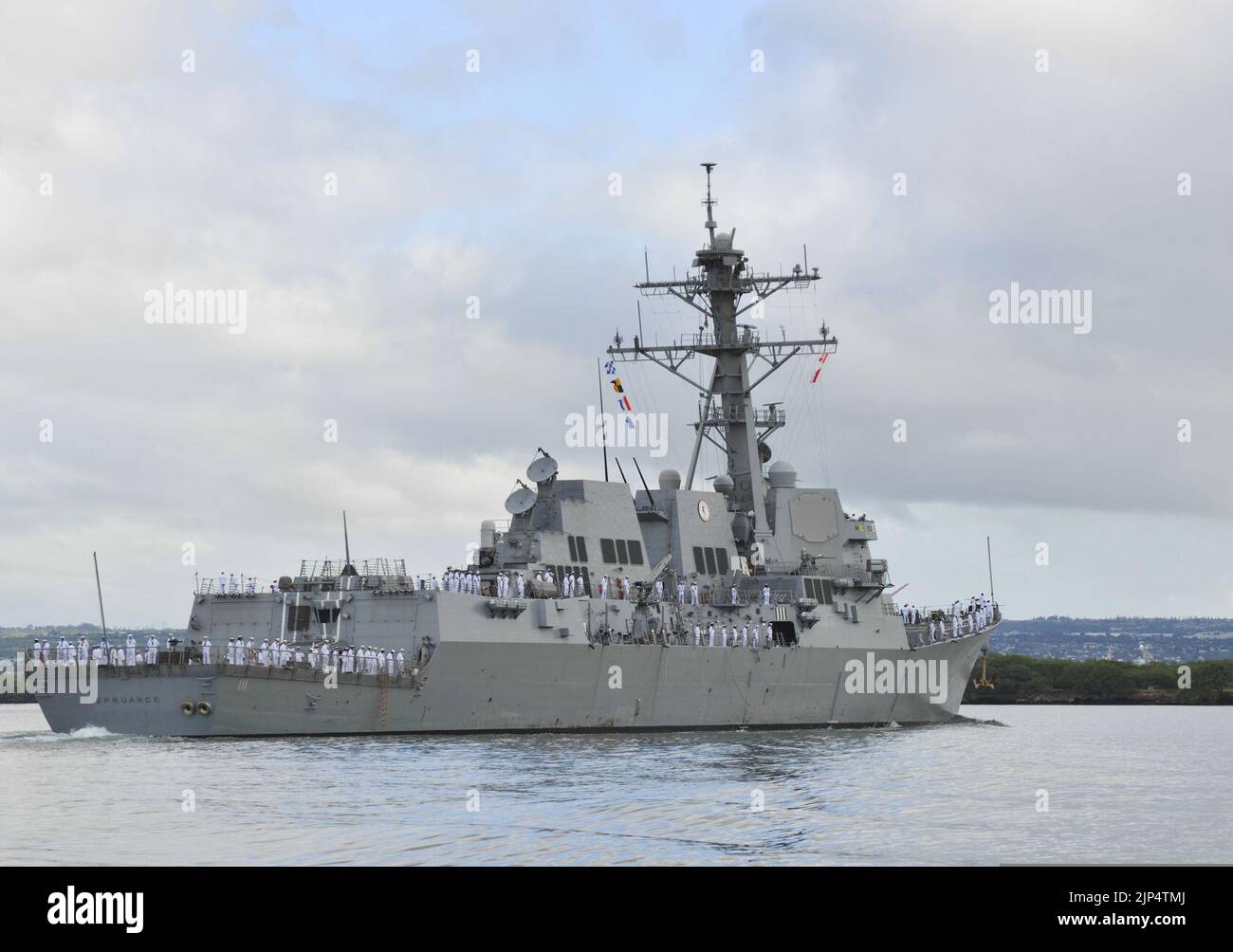 The guided missile destroyer USS Spruance (DDG 111) arrives at Joint ...