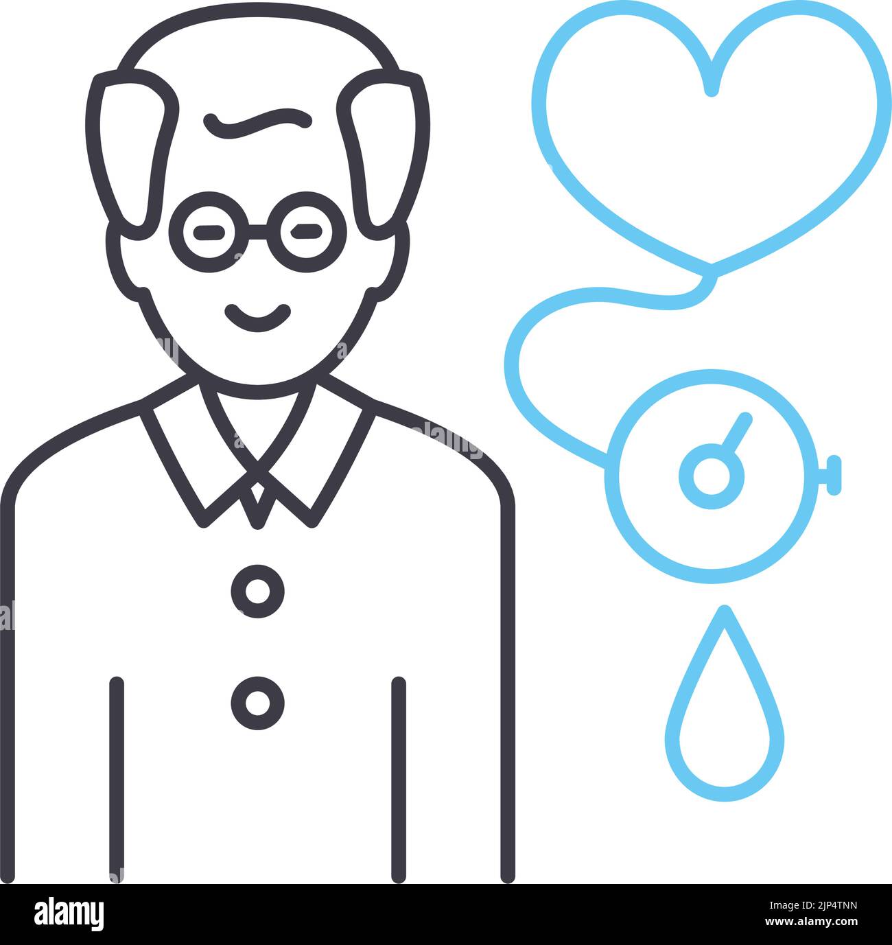 blood pressure control line icon, outline symbol, vector illustration ...