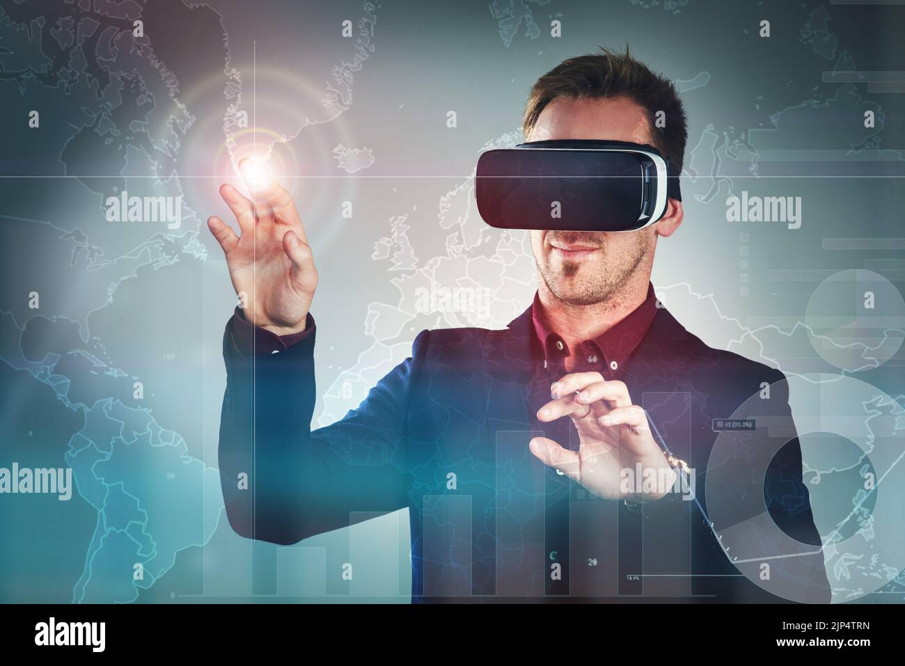 Virtual reality, the business enhancer. Studio shot of a handsome young ...