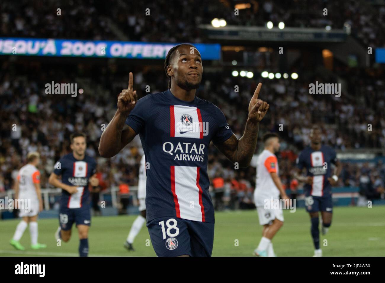 The player Renato Sanches celebrating his first goal at Paris Saint ...