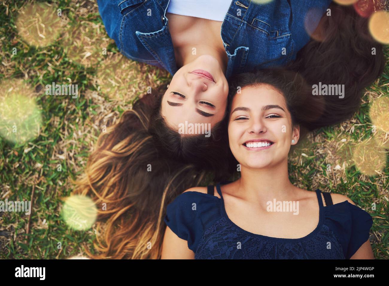 Its always all smiles when were together. High angle shot of two female ...