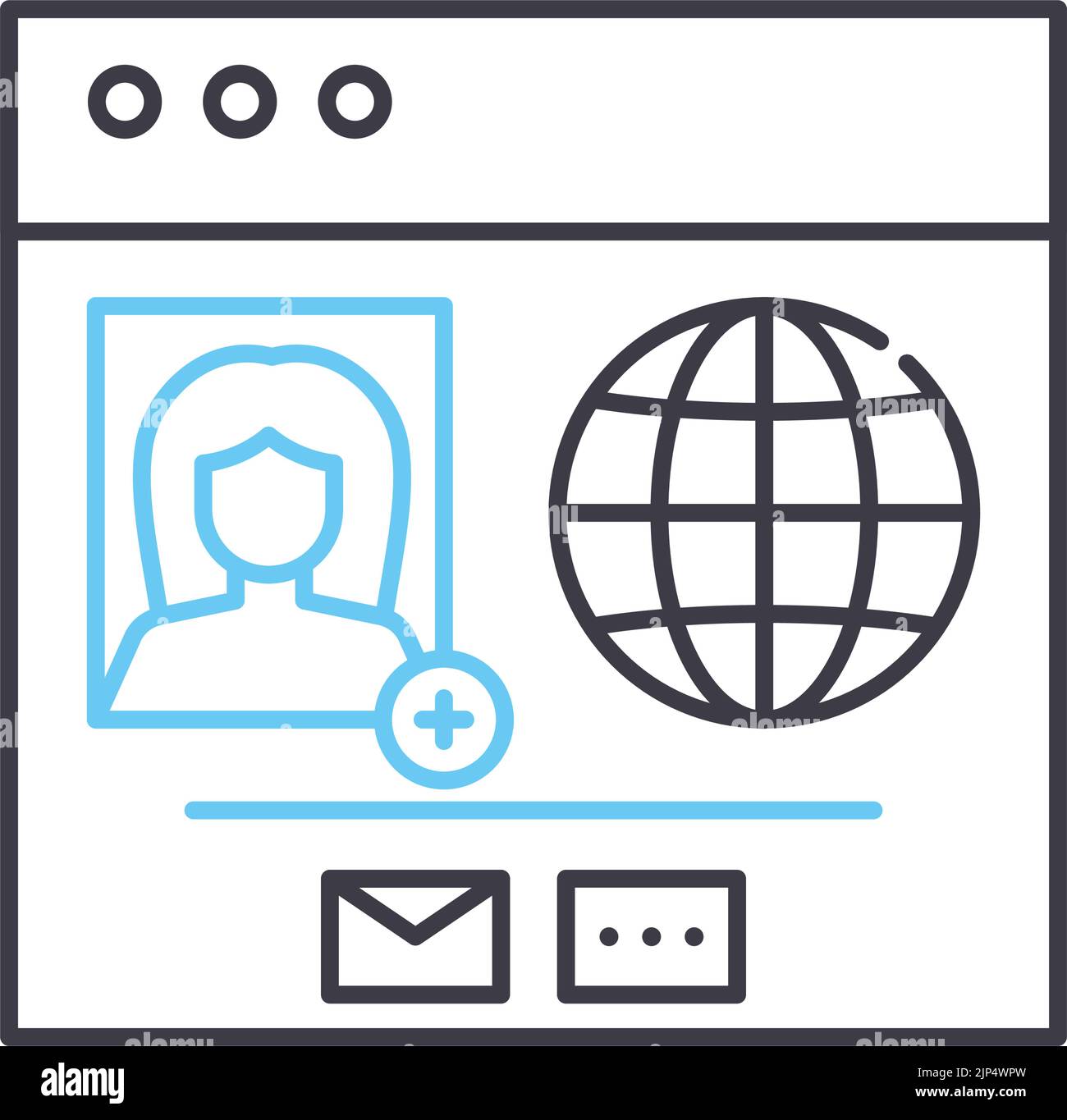 business contacts line icon, outline symbol, vector illustration ...