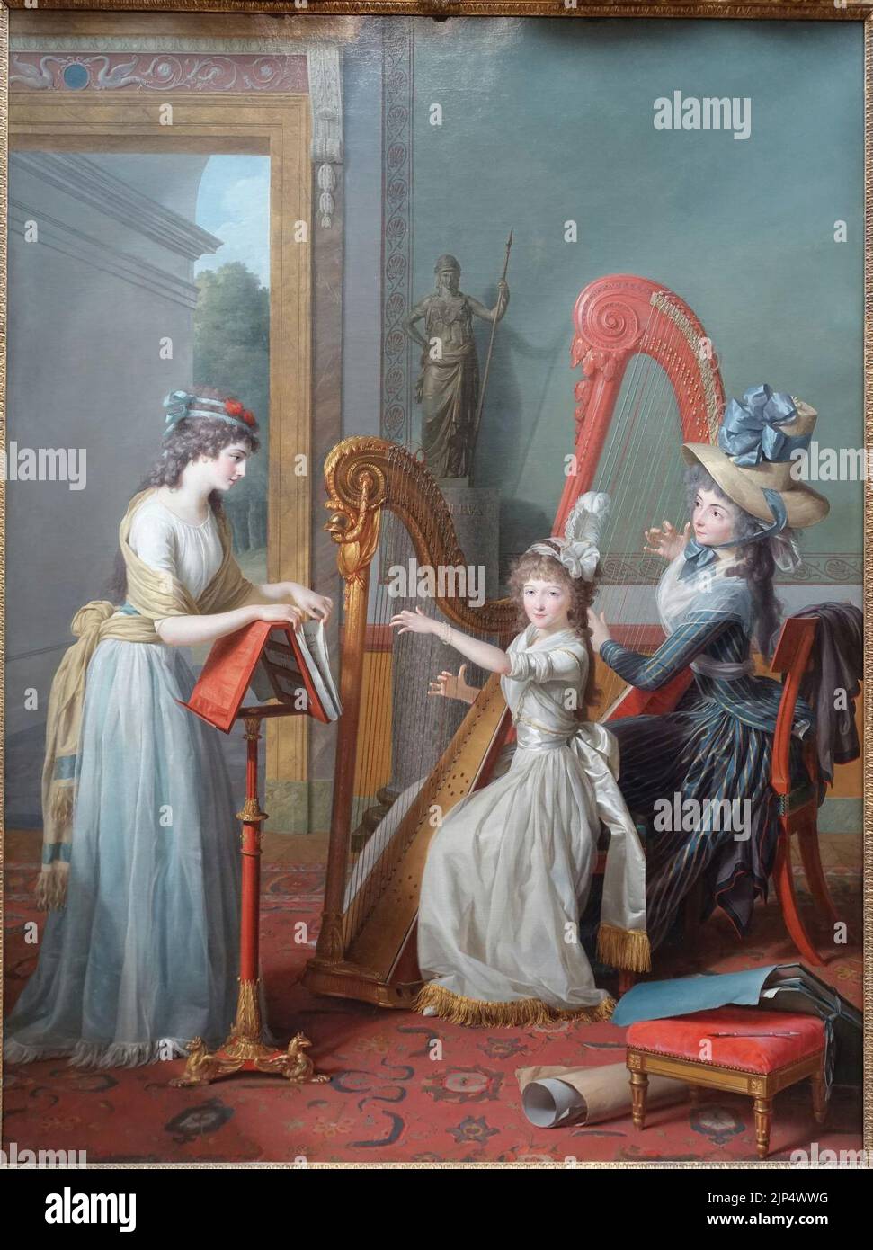 The Harp Lesson, a portrait of Louise Marie Adelaide Eugenie de Bourbon ...