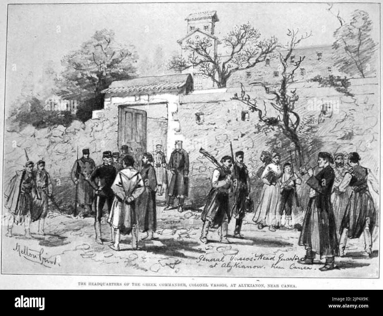 The headquarters of the Greek commander, Colonel Vassos, at Alykianon ...