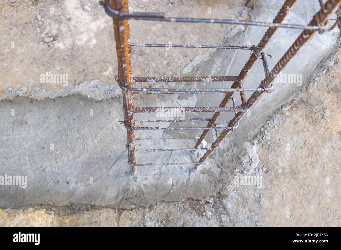 Reinforcement fixed in concrete - the future concrete column. for a ...