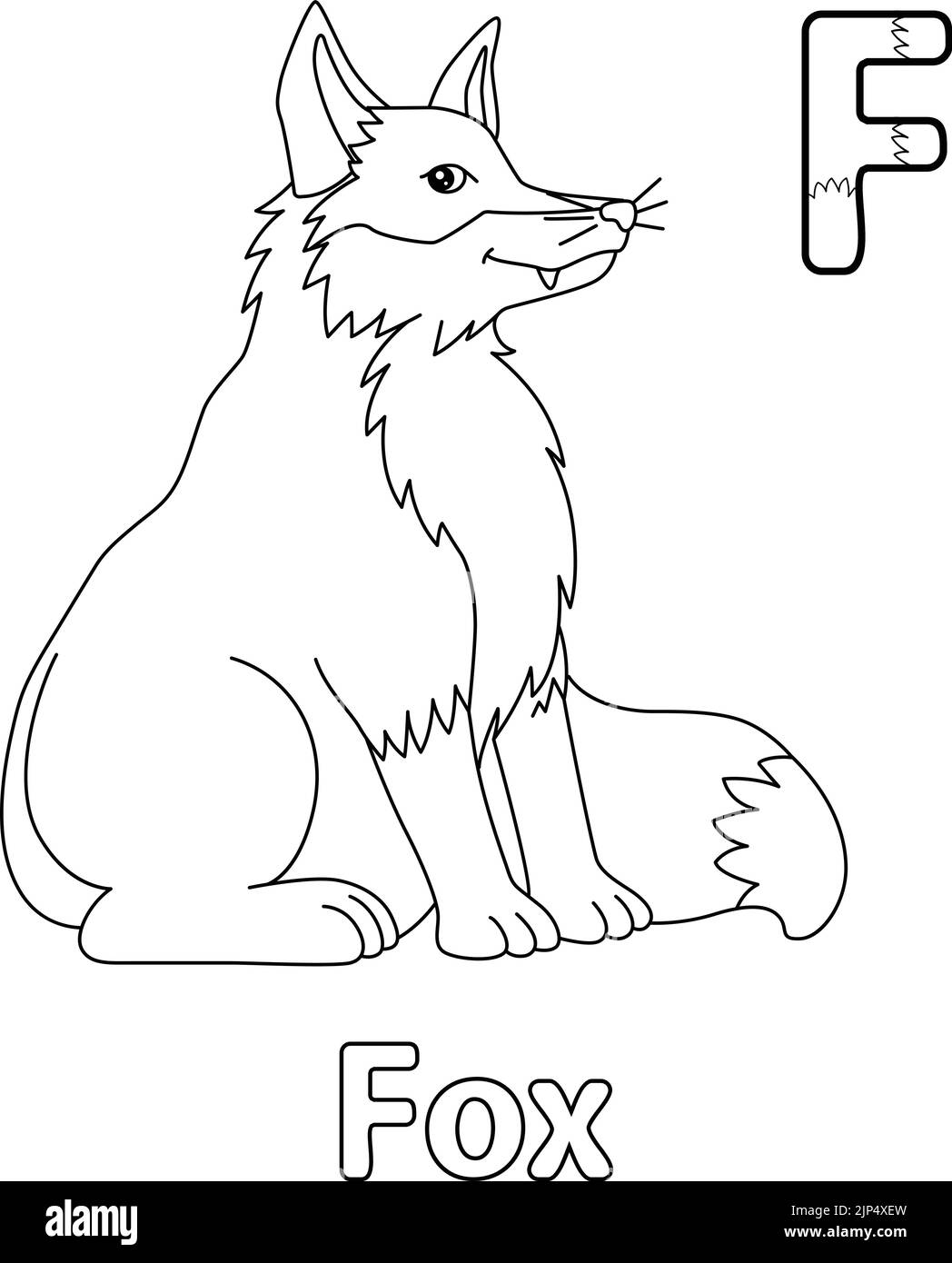 Sitting Fox Alphabet ABC Coloring Page F Stock Vector Image & Art - Alamy