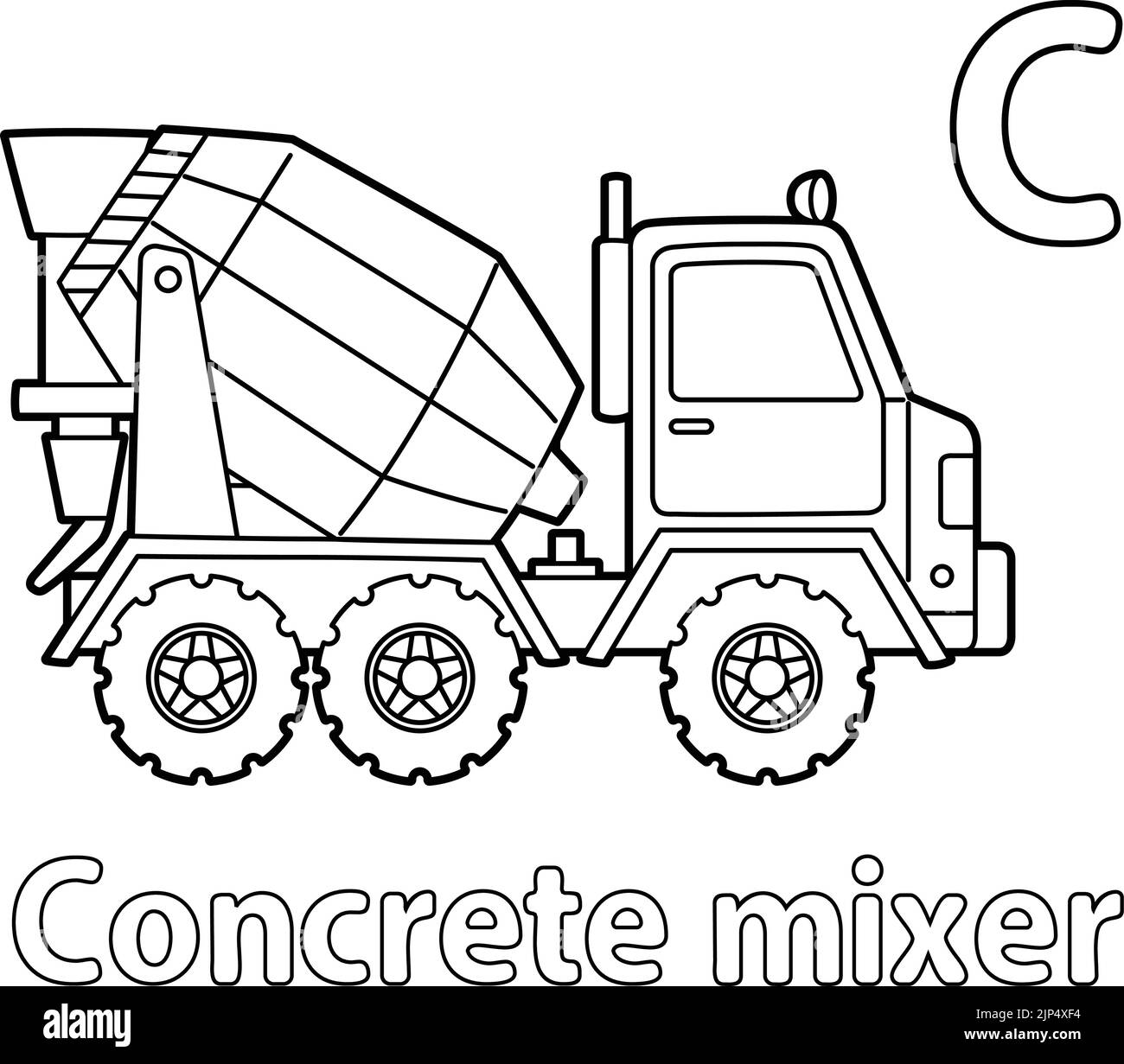 Concrete Mixer Alphabet ABC Coloring Page C Stock Vector Image & Art ...
