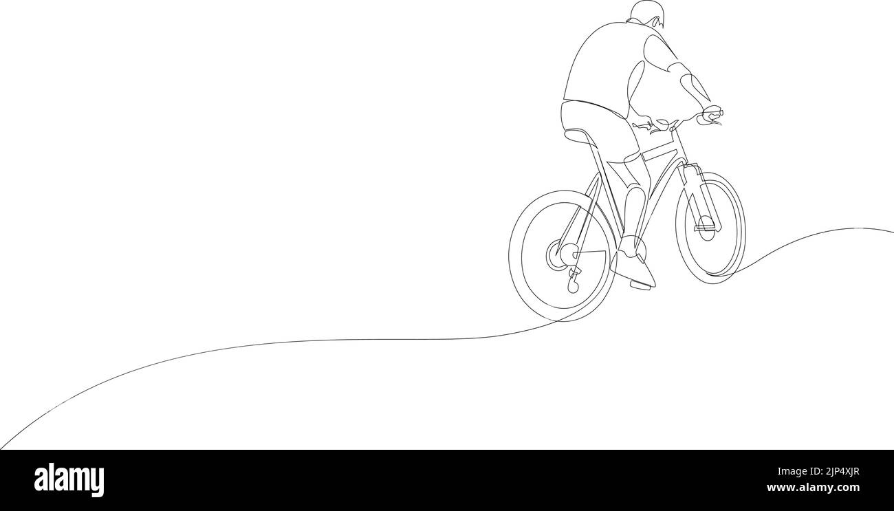 Continuous one line drawing of bicycle rider. Professional cyclist ...