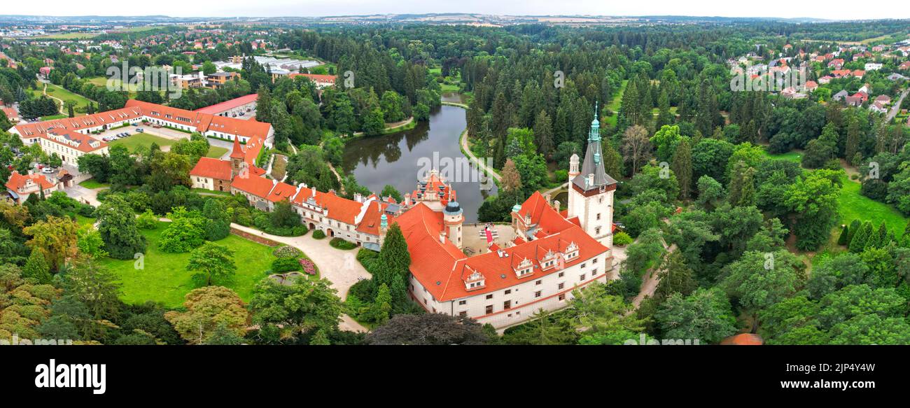 Pruhonice Castle near Prague in Czech Republic Europe aerial photo ...