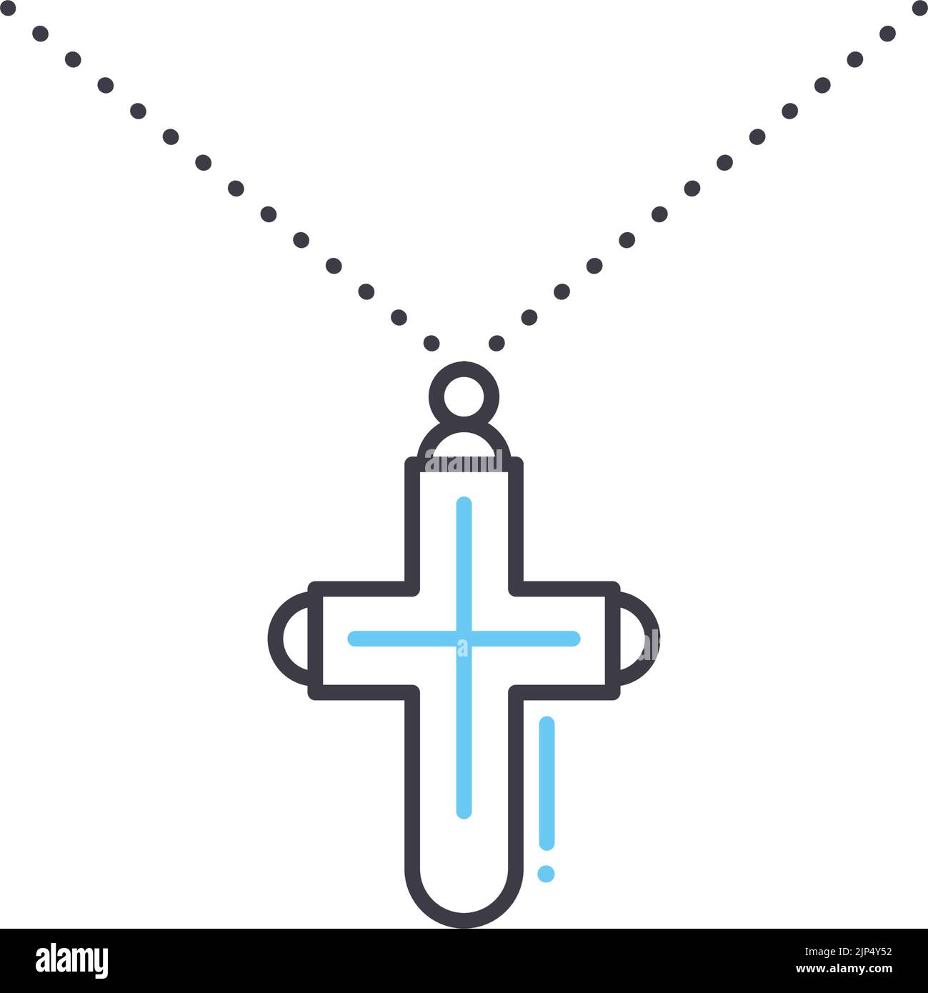 cross necklace line icon, outline symbol, vector illustration, concept ...
