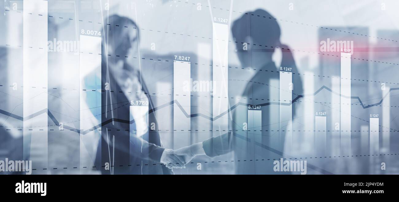 Finacial concept. Business Graph Stock Market chart. Digital charts and ...