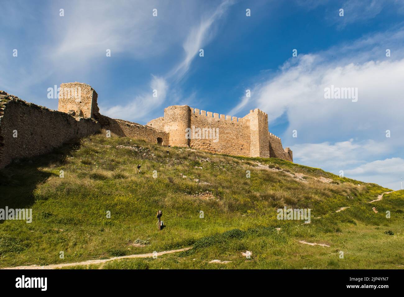 A low angle shot of the historic Larissa Castle on a hill in Argos ...