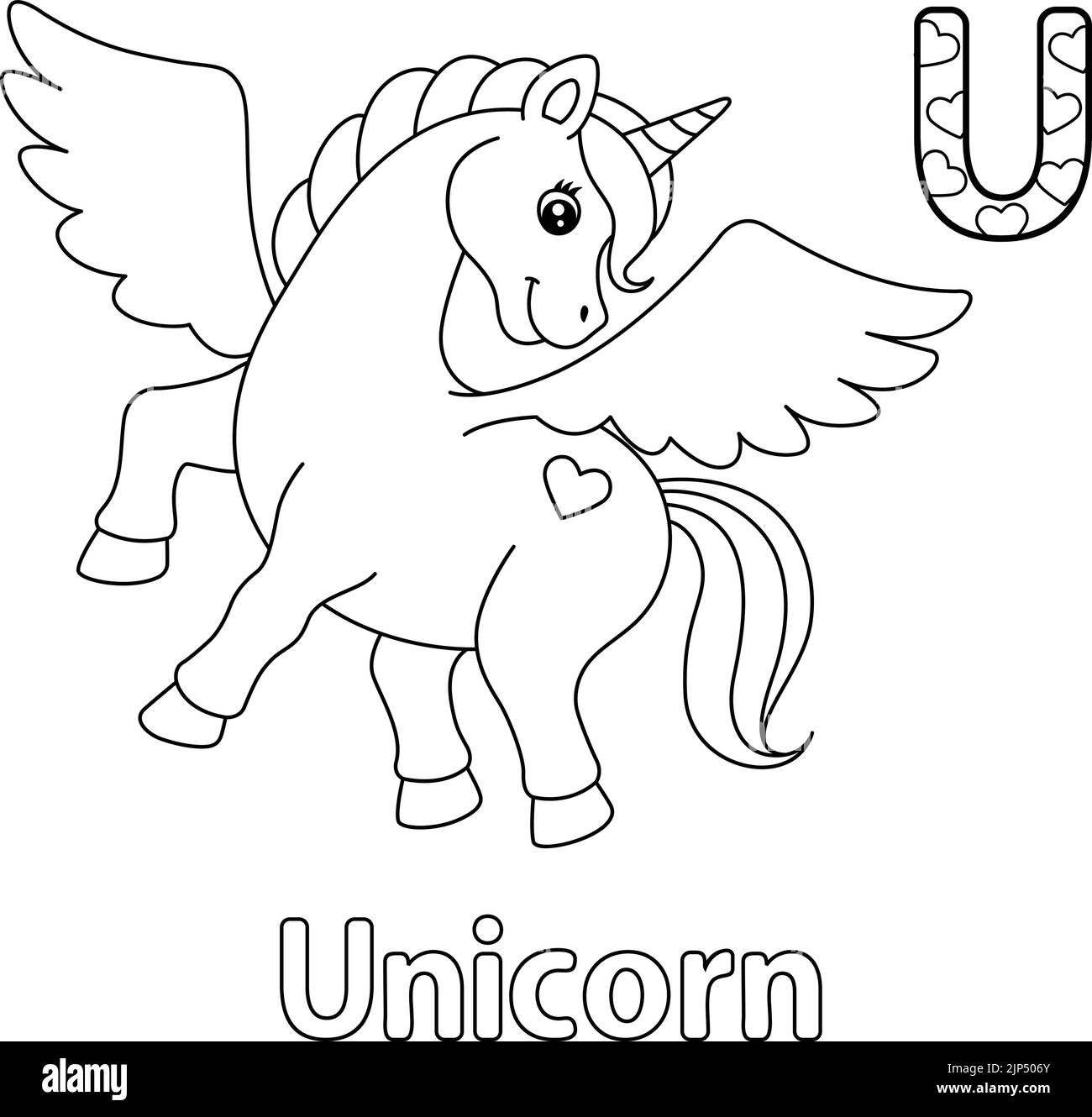 Flying Unicorn Alphabet ABC Coloring Page U Stock Vector Image & Art ...