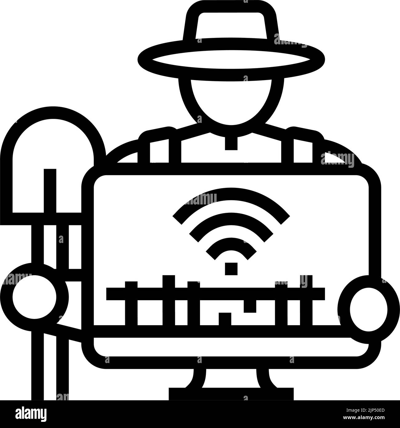 smart farmer agriculture line icon vector illustration Stock Vector ...