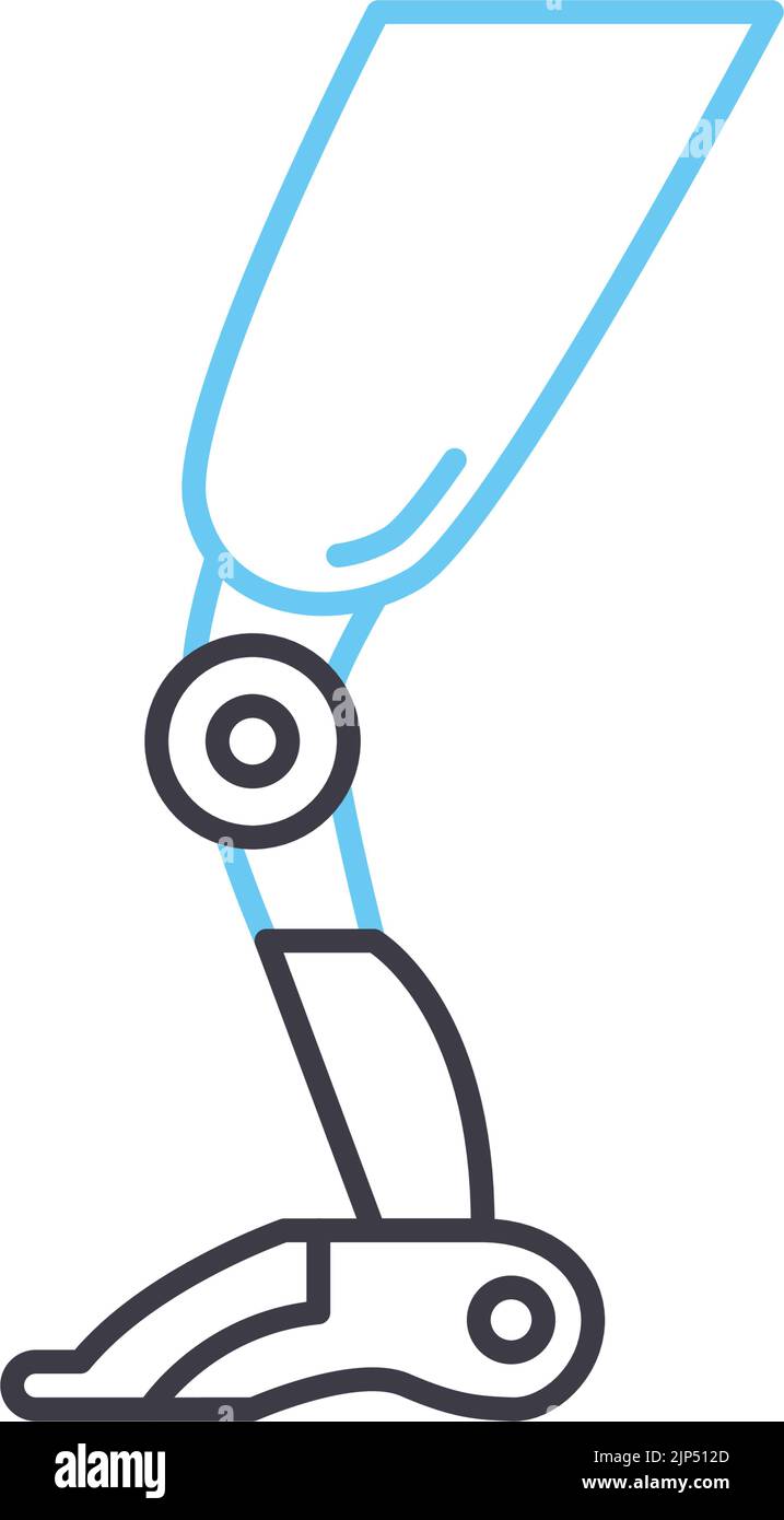 cyber leg prothesis line icon, outline symbol, vector illustration ...