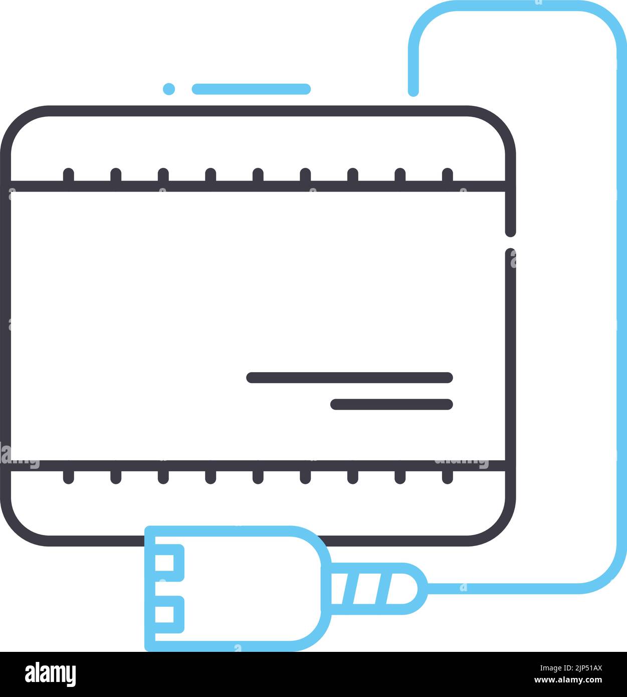 computer battery line icon, outline symbol, vector illustration ...