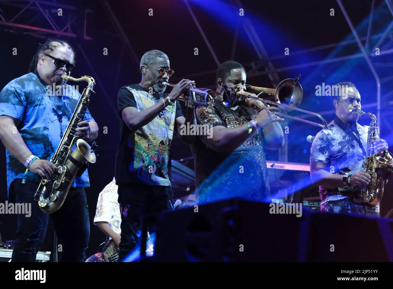 (L-R) Louis Van Taylor saxophone player, trumpet player, Jermaine ...