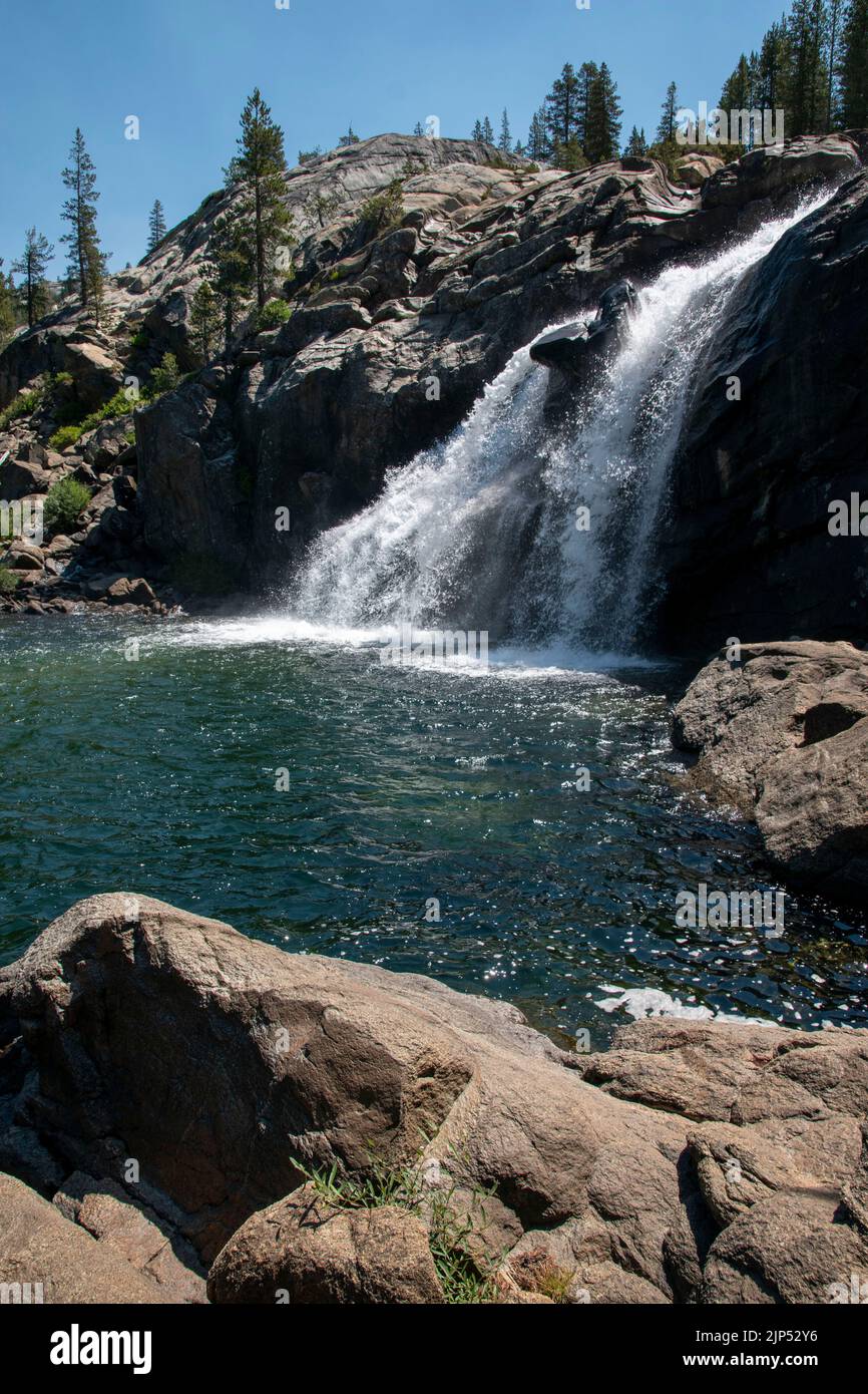 White Cascade Falls is one of many waterfalls along the Tuolumne River ...