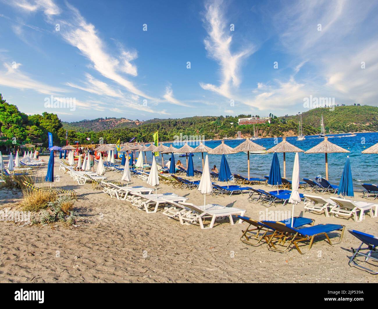 The famous sandy beach of koukounaries in Skiathos island, Greece Stock ...