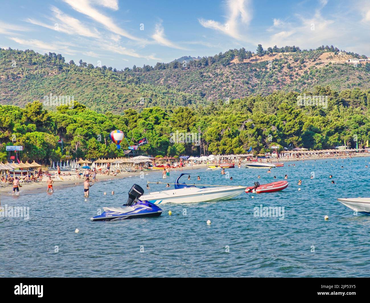 The famous sandy beach of koukounaries in Skiathos island, Greece Stock ...